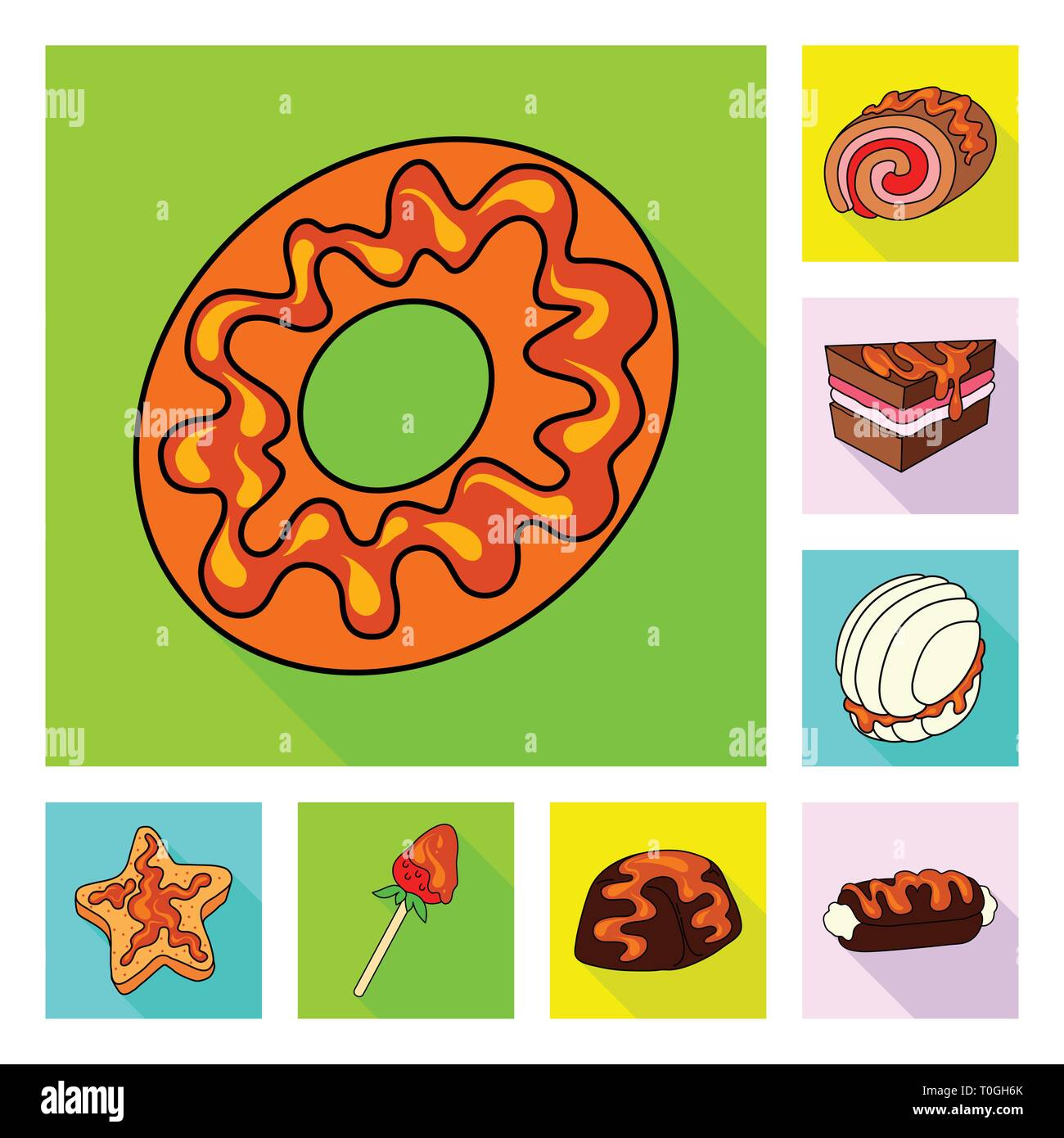 Isolated object of confectionery and culinary icon. Collection of ...