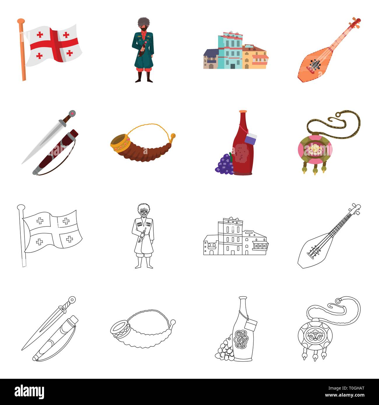 Vector illustration of culture and sightseeing sign. Collection of ...