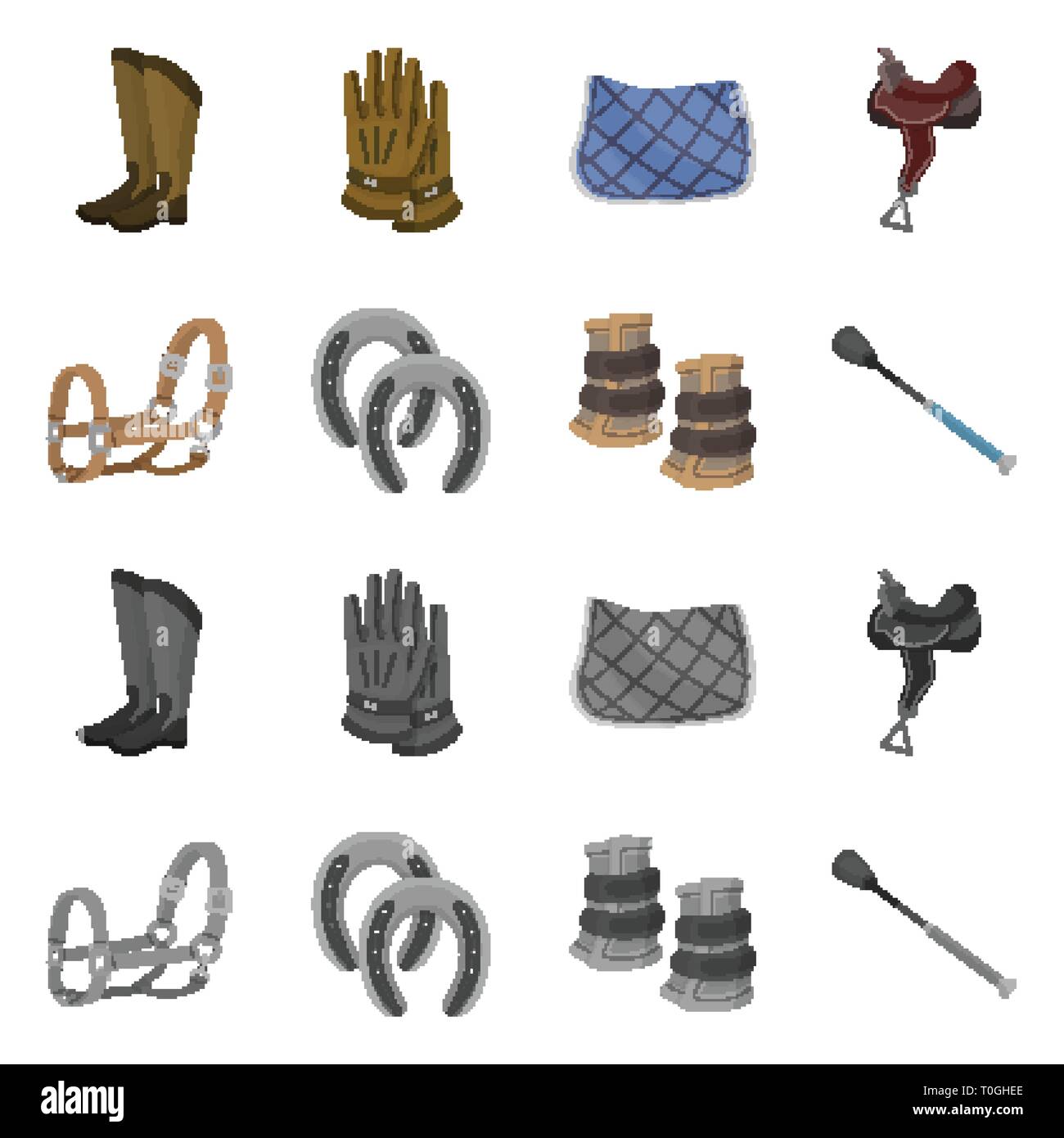 Vector design of equipment and riding sign. Collection of equipment and ...