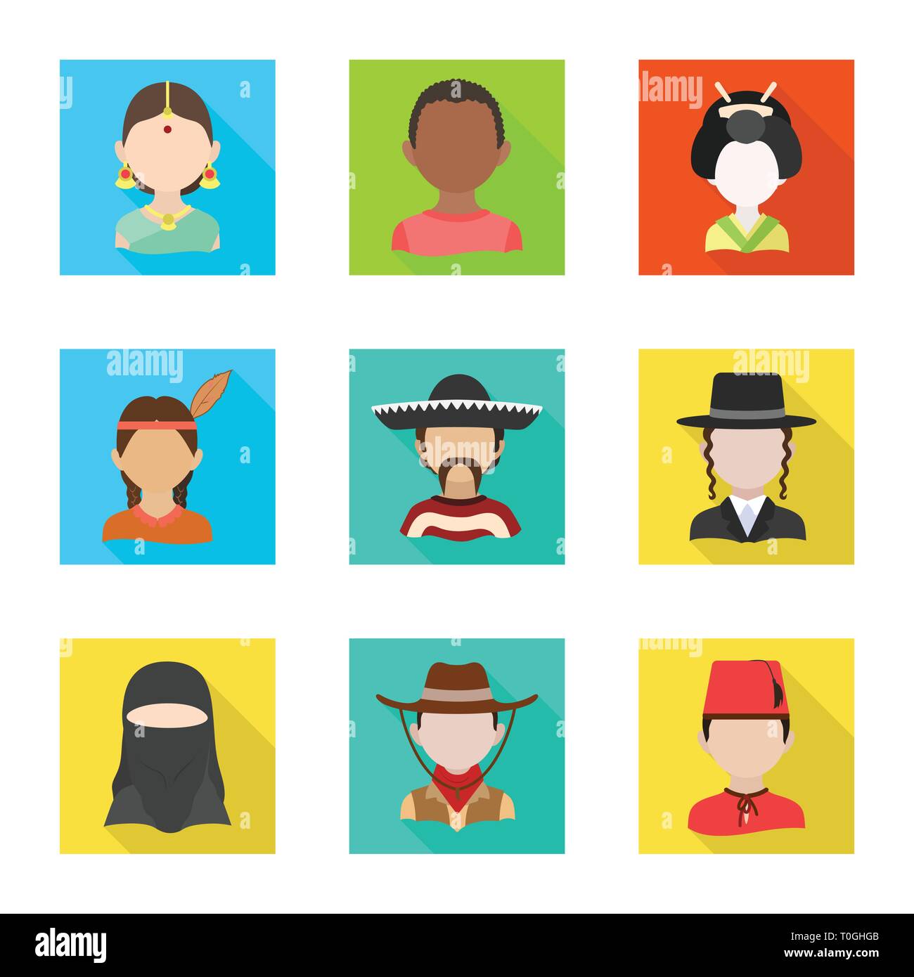 Vector illustration of nation and race symbol. Collection of nation and ...