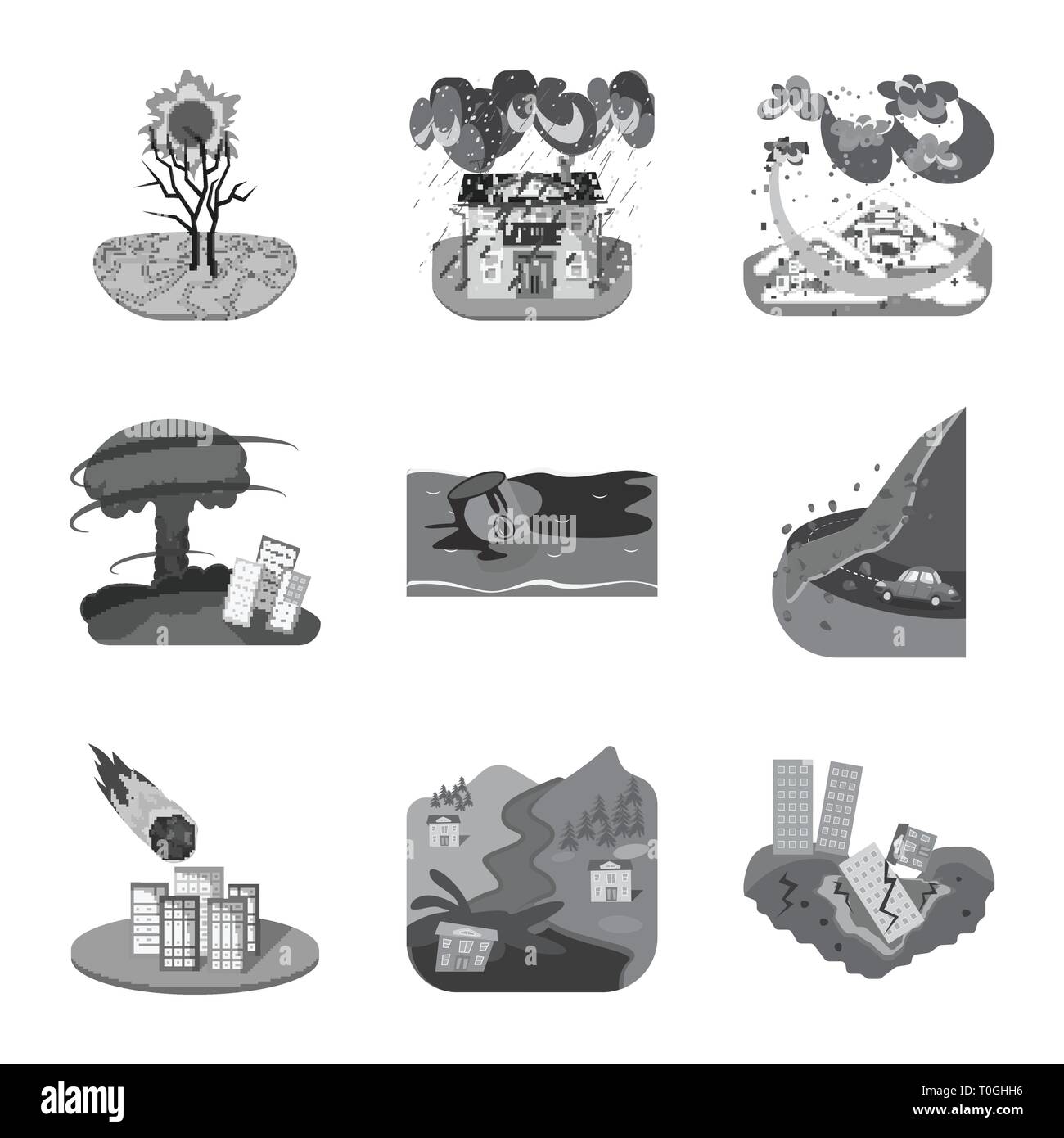 Vector illustration of nature and apocalypse icon. Set of nature and ...