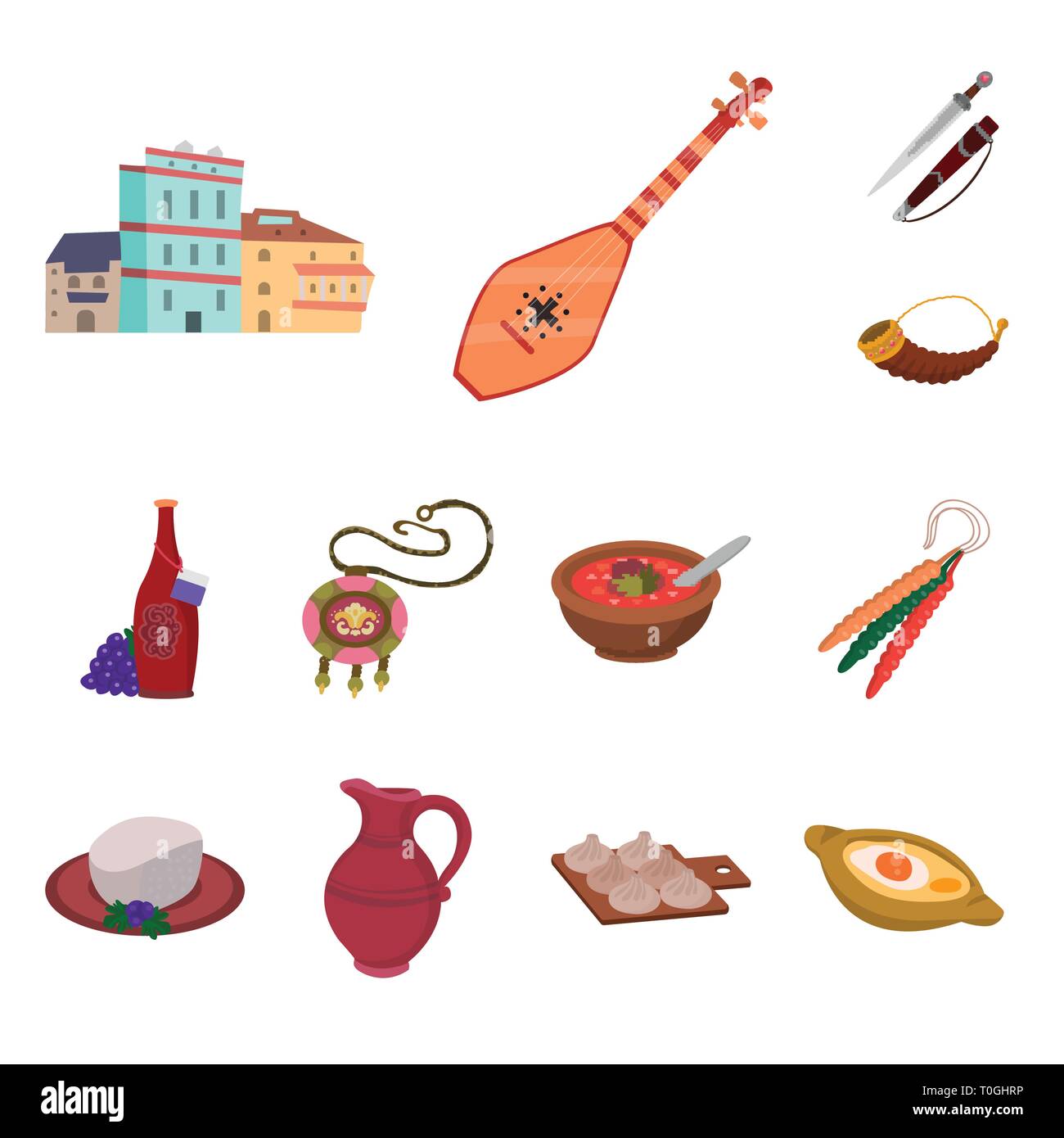 Isolated object of Caucasus and traditions symbol. Set of Caucasus and ...