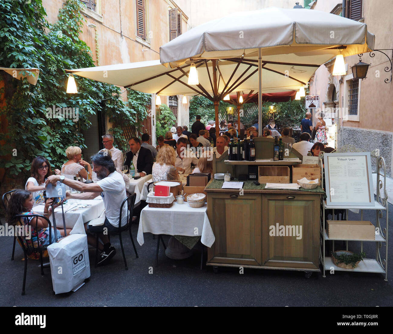 Europe, Italy, Veneto, Verona, typical restaurant in the historic ...