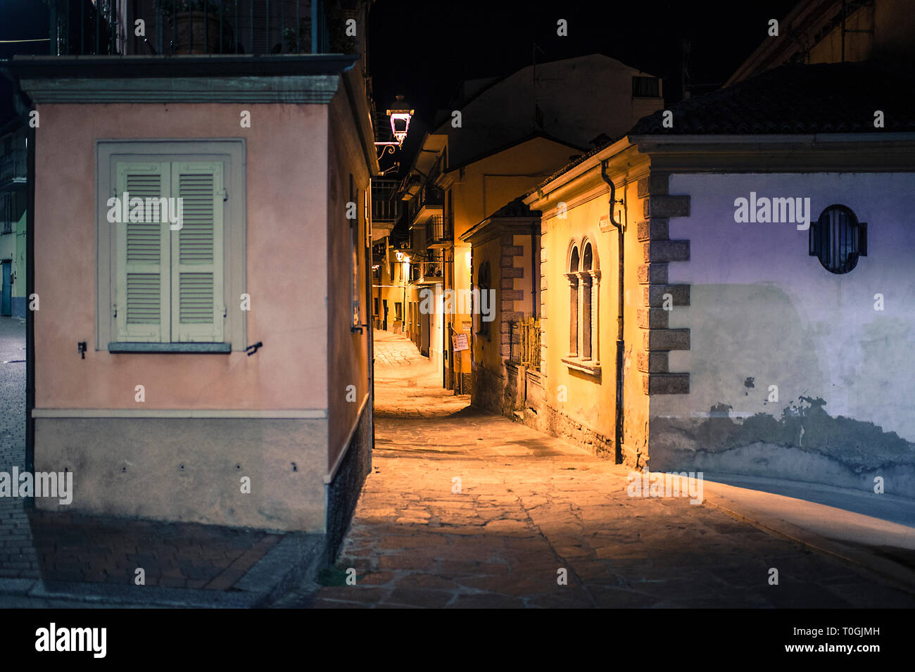 Italy, Lombardy, Oltrepo Pavese, Varzi by night Stock Photo - Alamy
