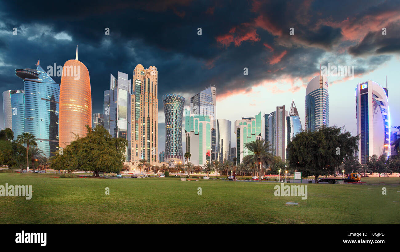Skyline of Qatar city, Doha Stock Photo - Alamy
