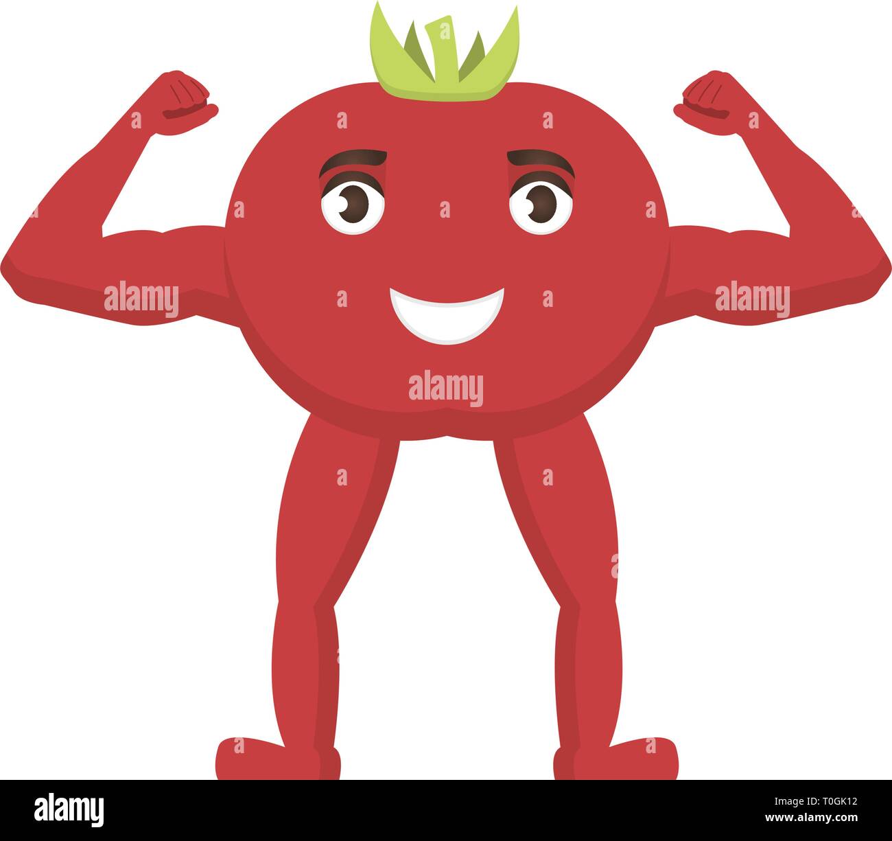 Tomato strong icon, vegetable with happy face, healthy food character ...