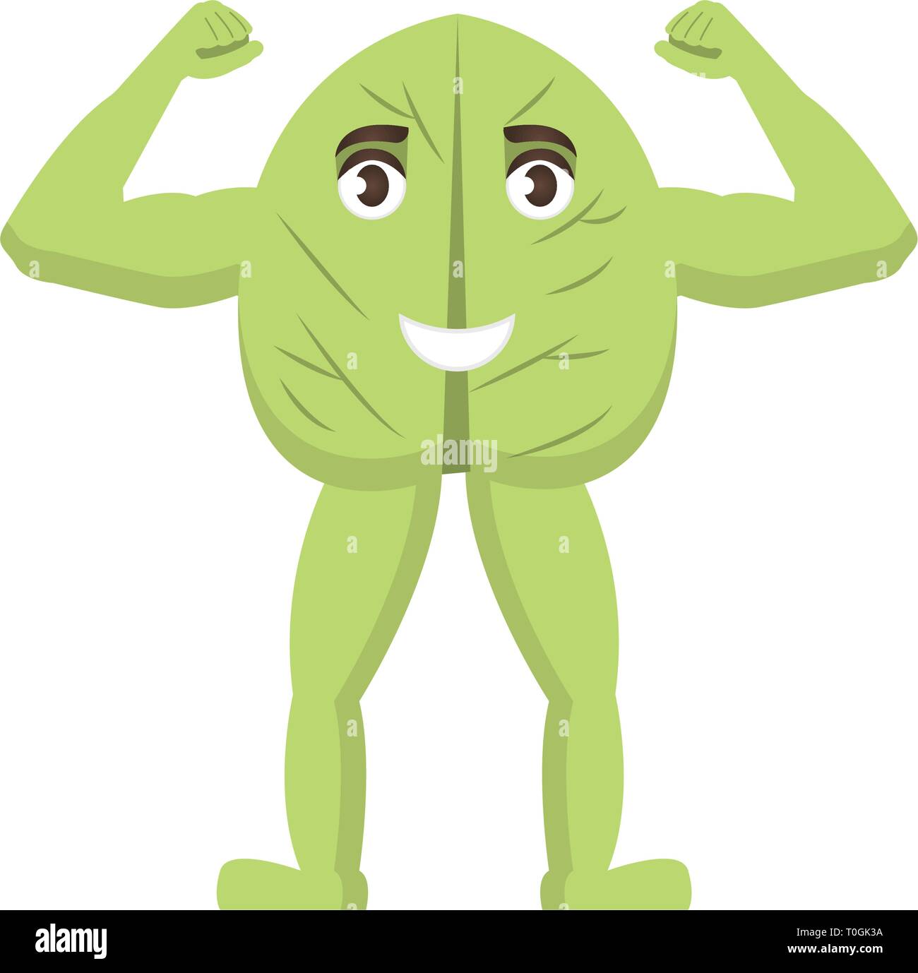 Spinach leaf strong icon, vegetable with happy face, healthy food ...