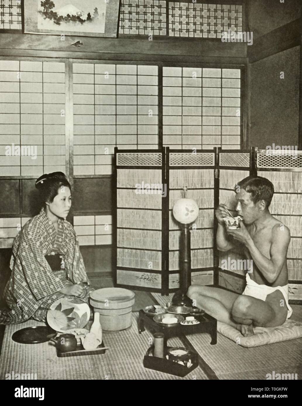 'Summer Negligee at Kumamoto', 1910. Creator: Herbert Ponting Stock ...