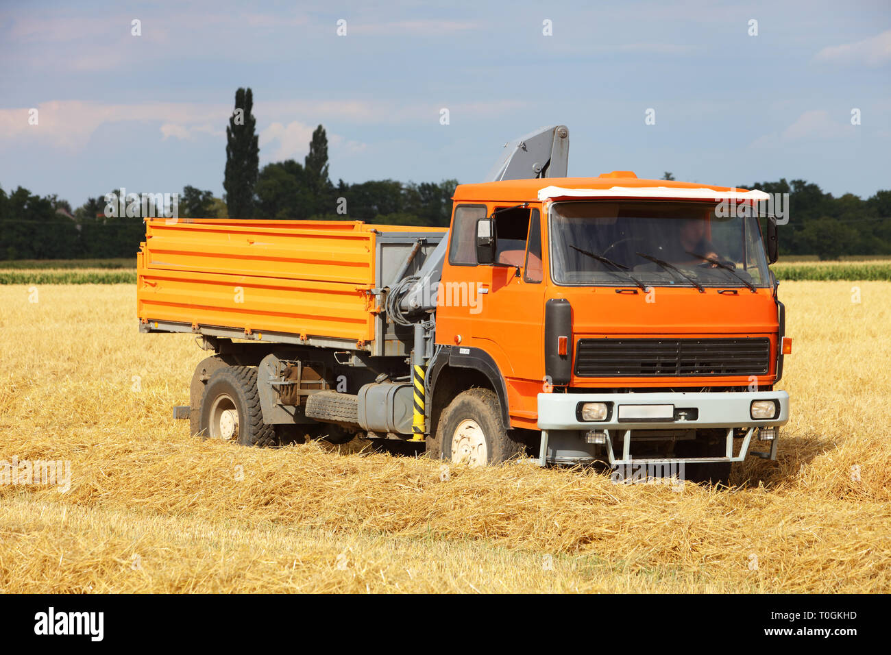 Harvesting combine farmer on field hi-res stock photography and images ...