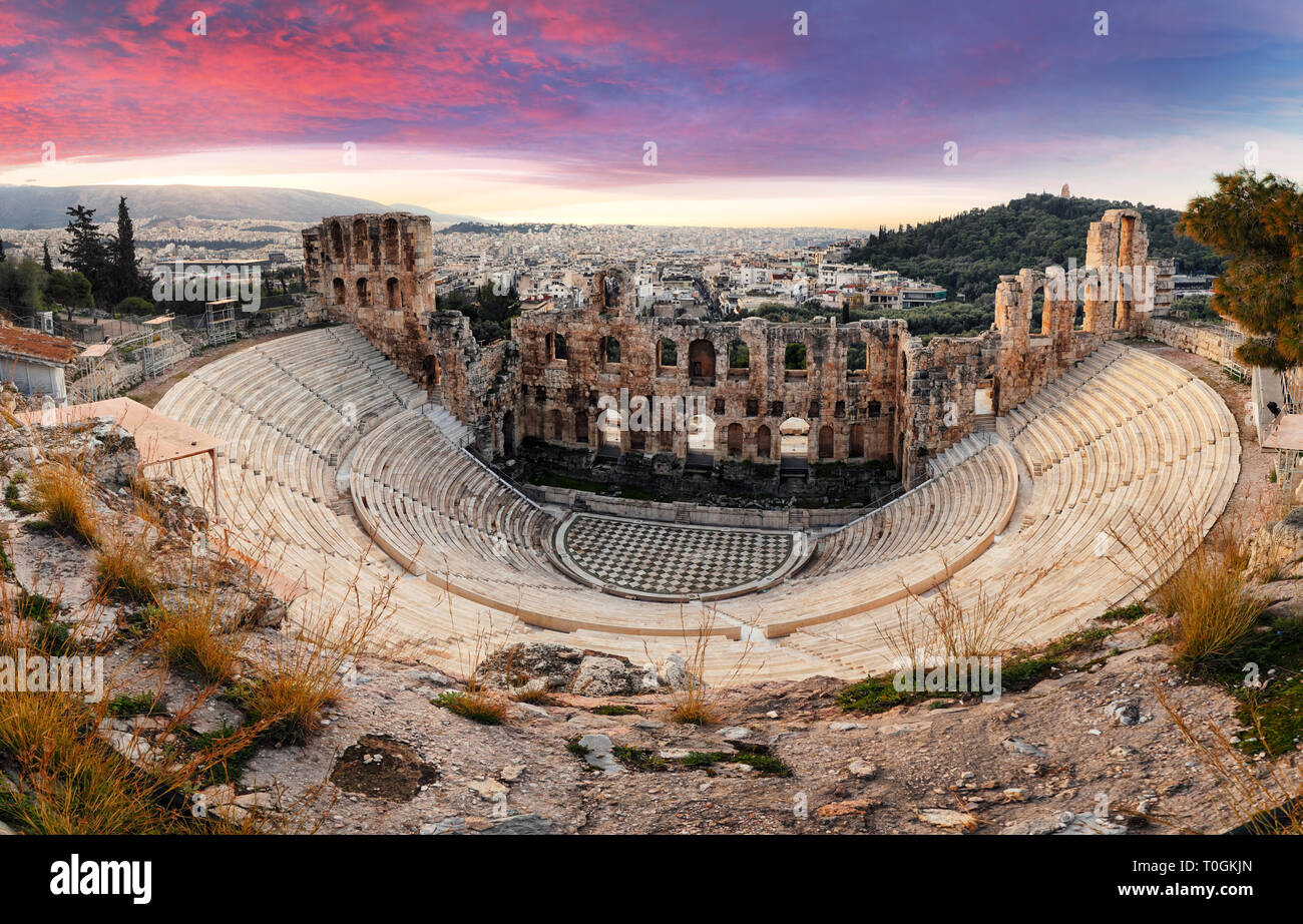 Athens - Ruins of ancient theater of Herodion Atticus in Acropolis ...