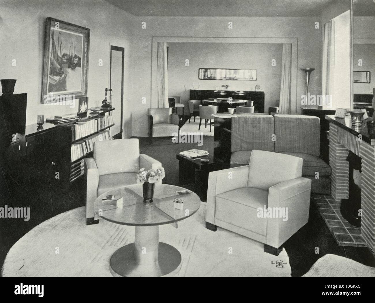'Studio and dining-room in house in Brussels', 1937. Creator: Unknown ...