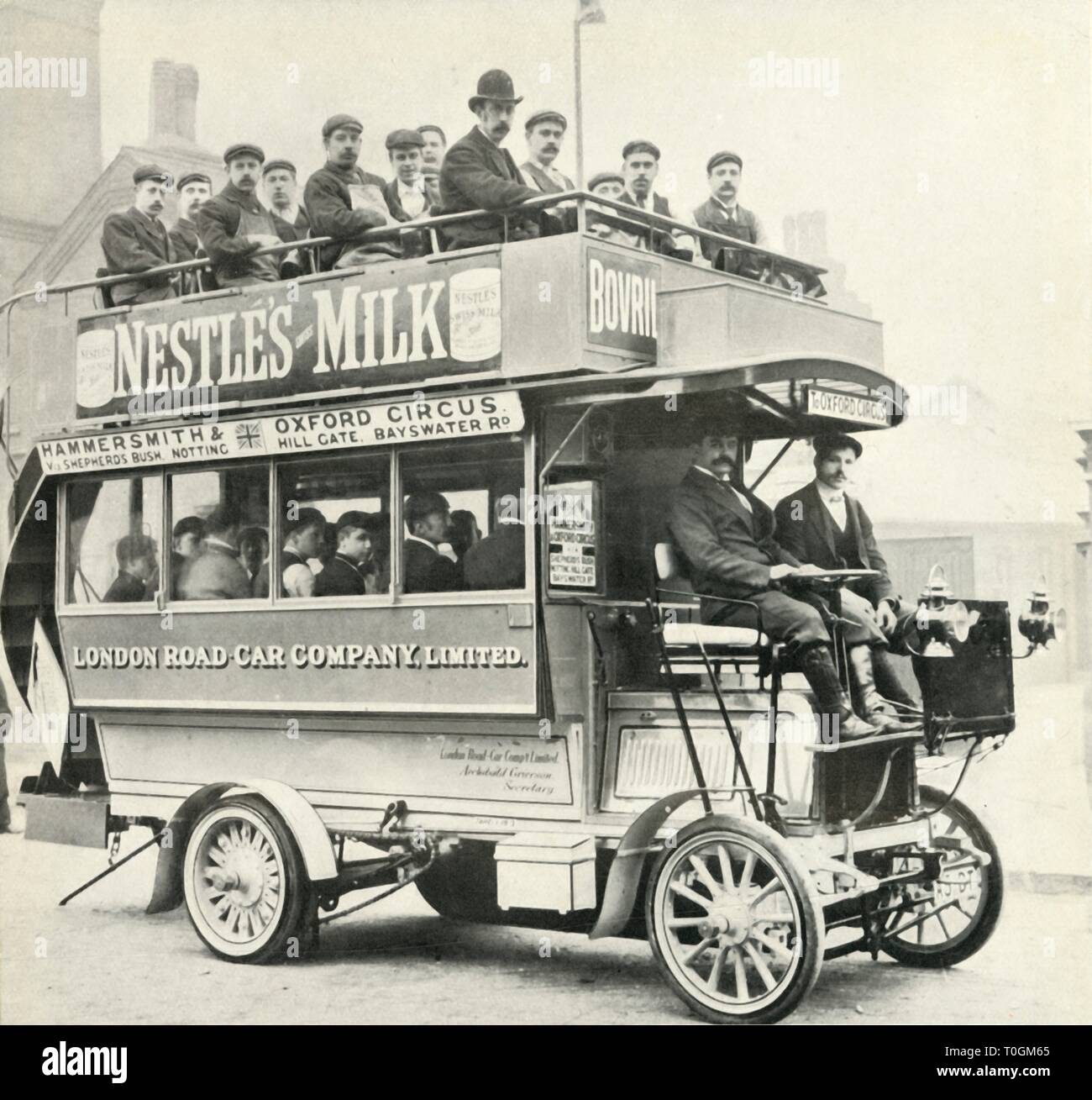 London steam bus, c1900, (1947). Creator: Unknown Stock Photo - Alamy