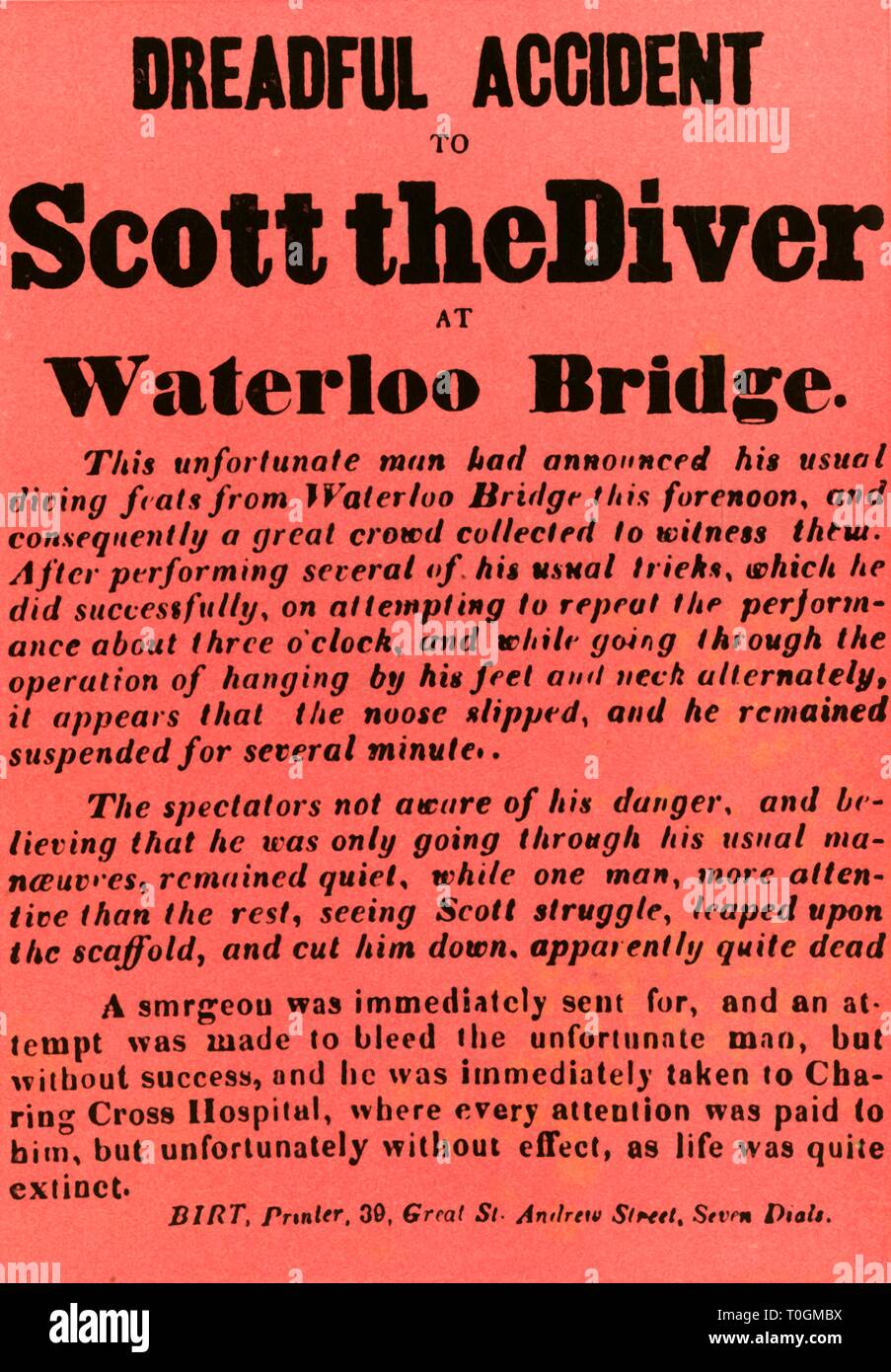 'Dreadful Accident to Scott the Diver at Waterloo Bridge', 1841, (1948 ...
