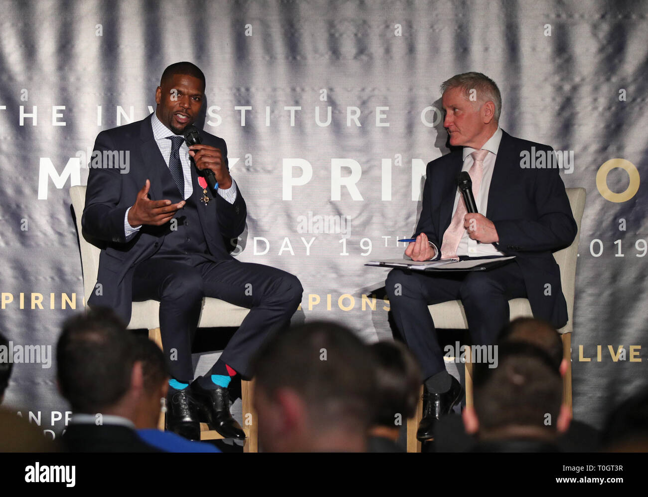 Dr Mark Prince OBE (left) in conversation with John Rawling, during a ...