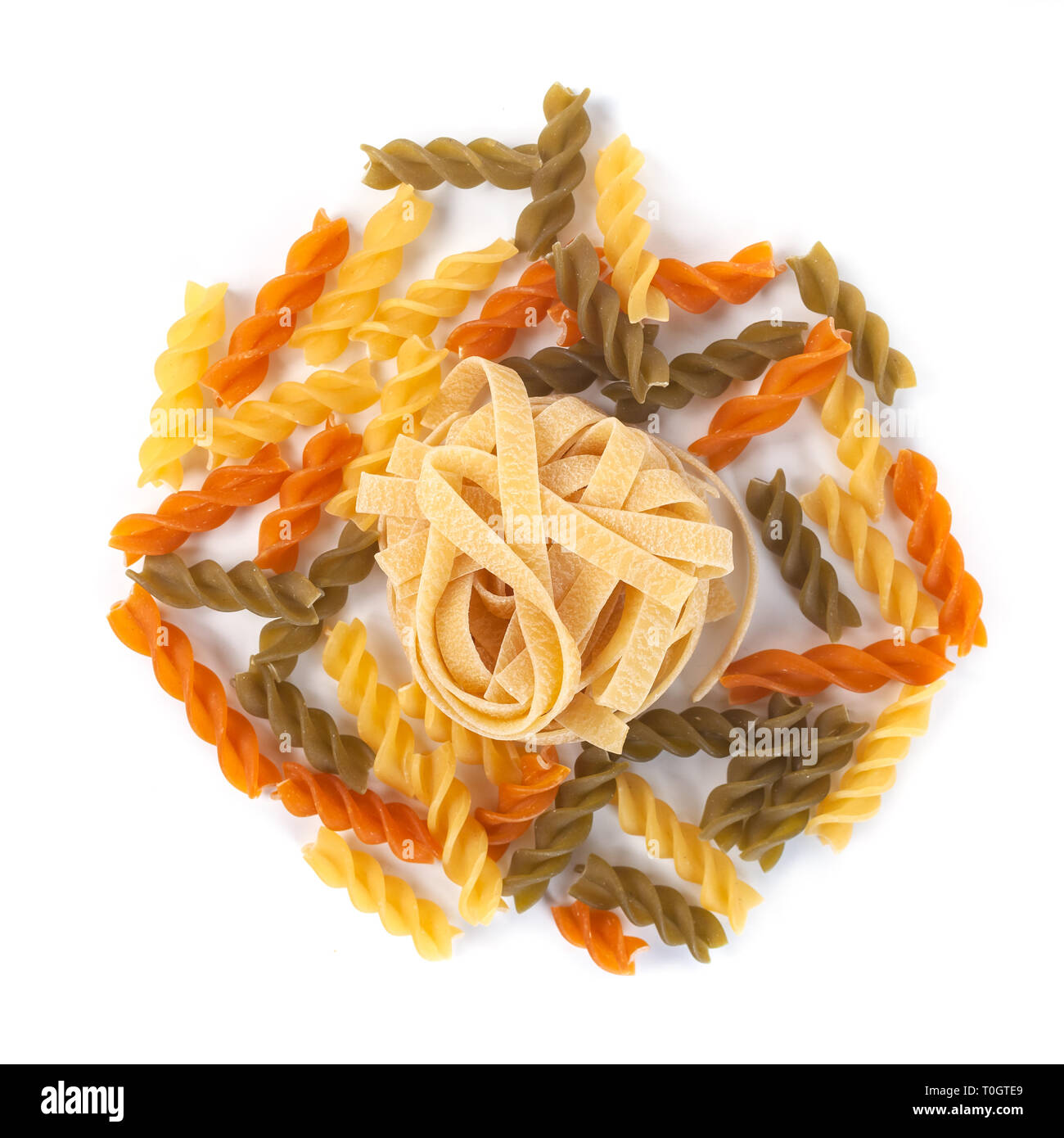 Colored italian pasta isolated on white background, healty food Stock ...