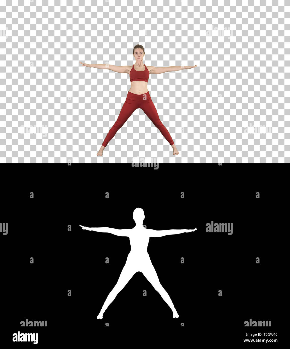 Young woman in forward bending asana yoga pose, Alpha Channel Stock ...