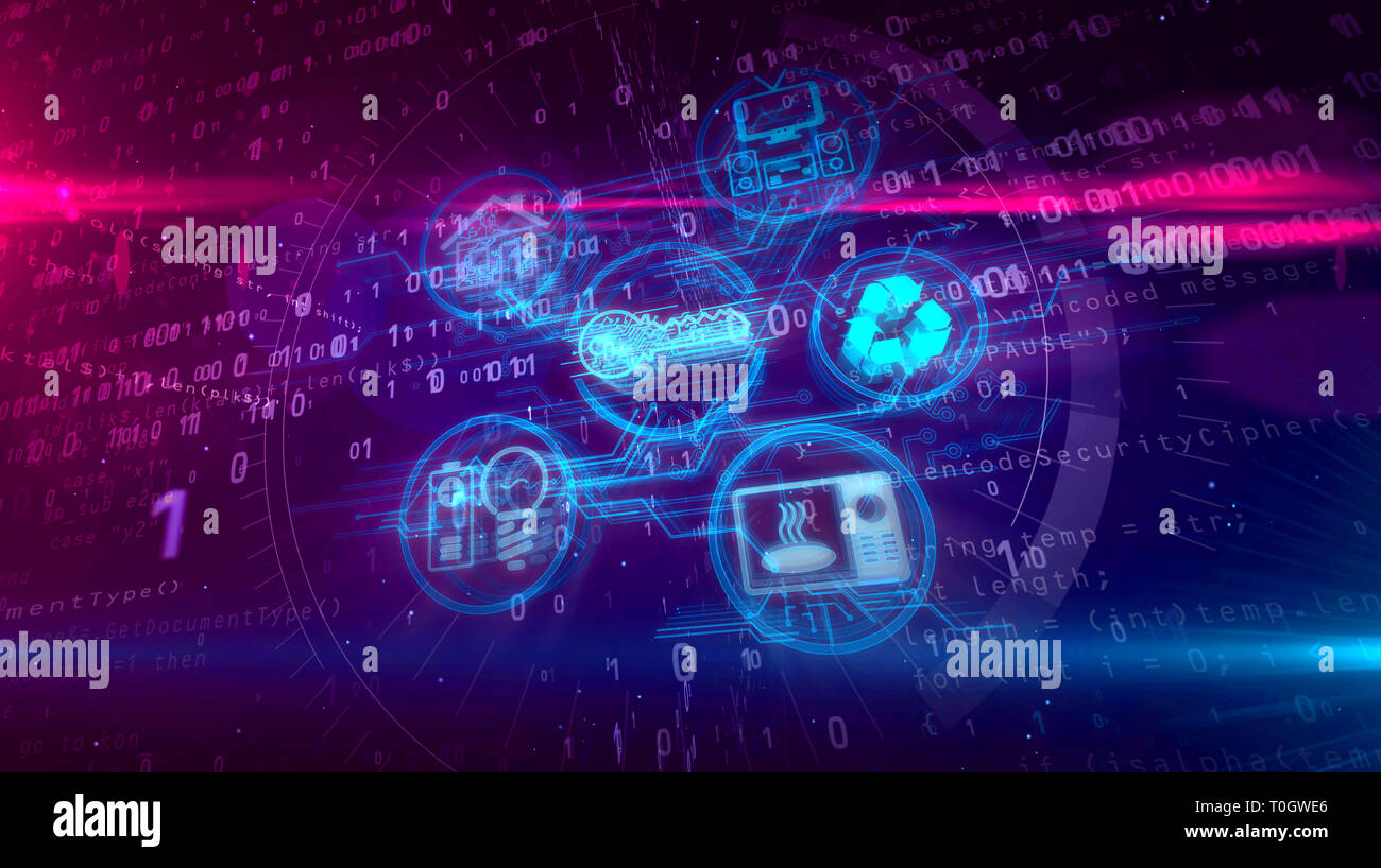 IOT Internet of things with devices symbols on digital background ...