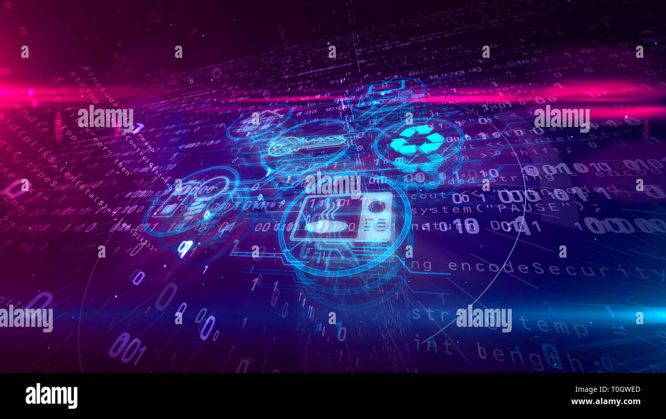 IOT Internet of things with devices symbols on digital background ...