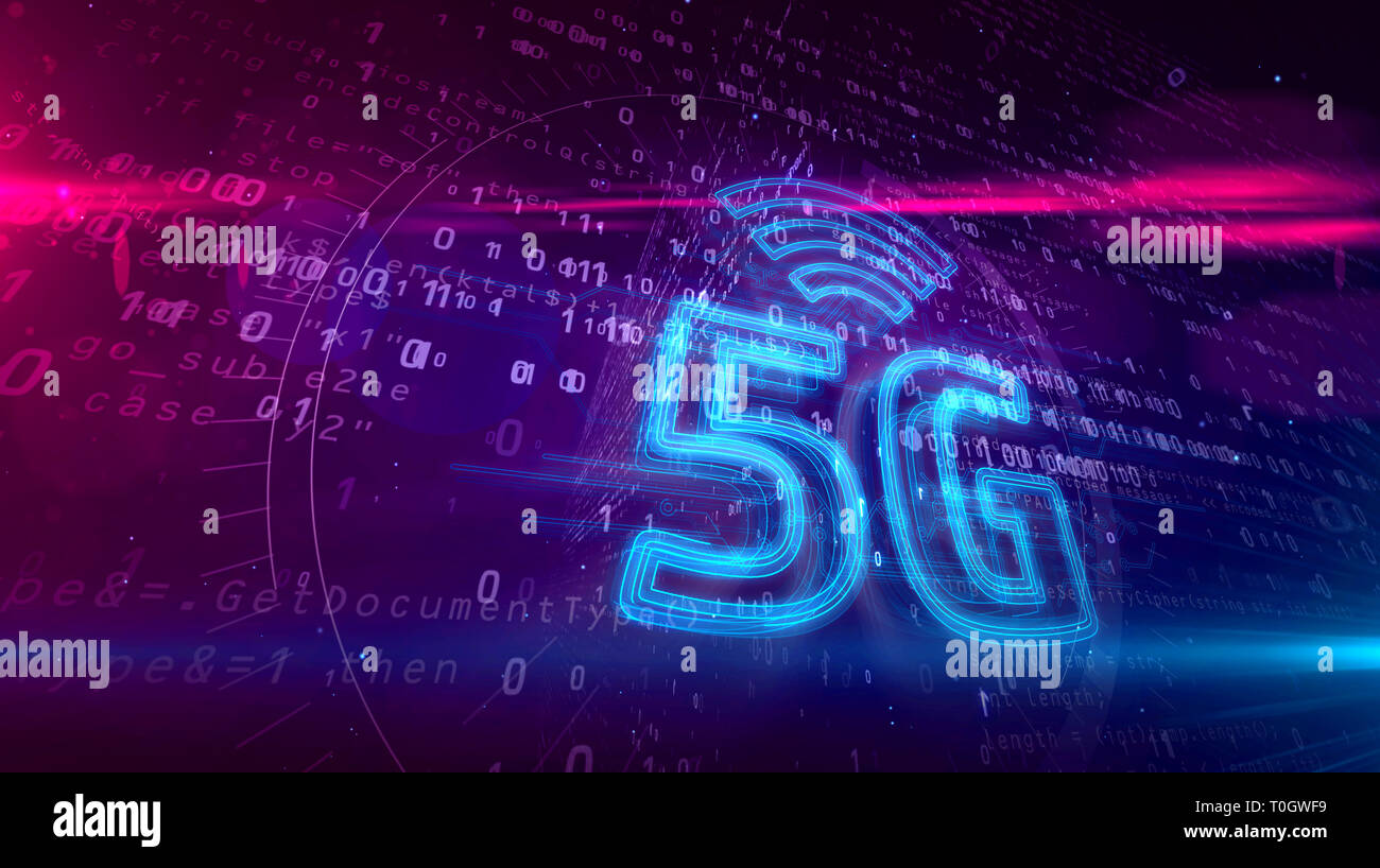 5G - 5th generation of cellular mobile communications 3D illustration ...