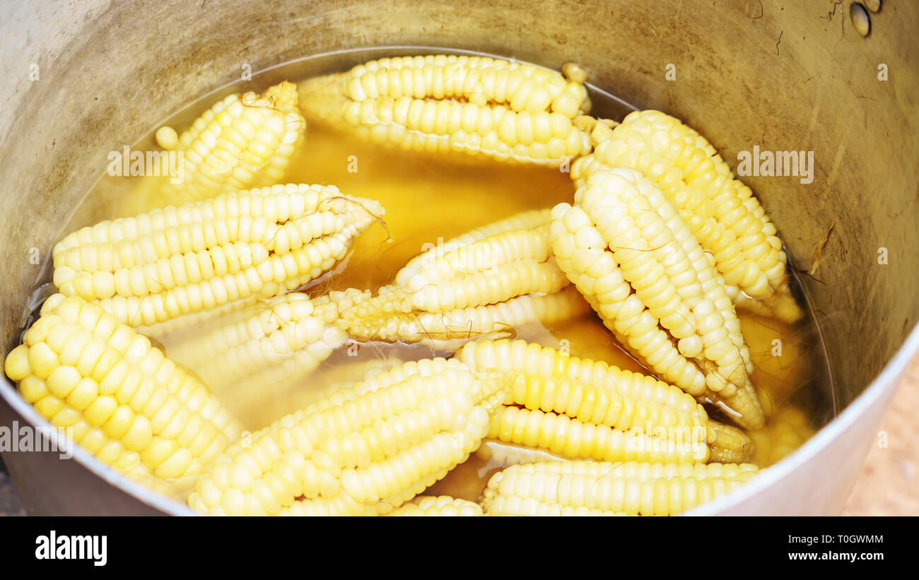 Boiled corns from local market in Cusco, Peru. Staple food for Inca and ...