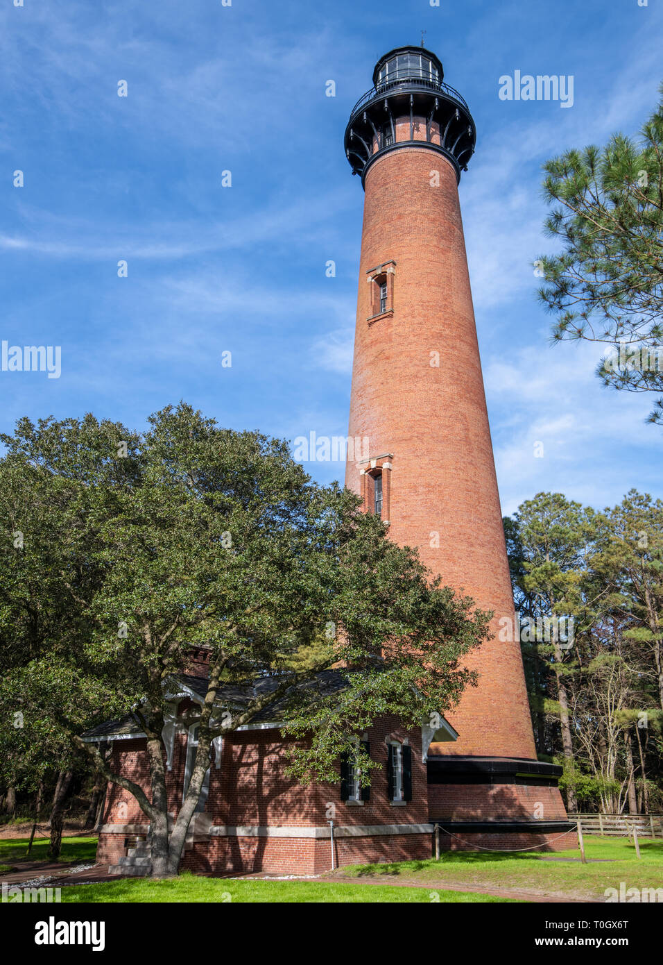 Brick lighthouse in Currituck North Carolina Stock Photo - Alamy