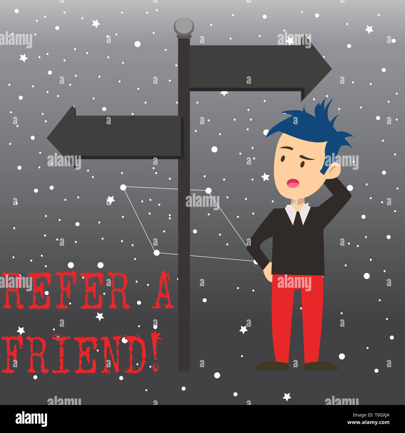 Writing note showing Refer A Friend. Business concept for direct ...