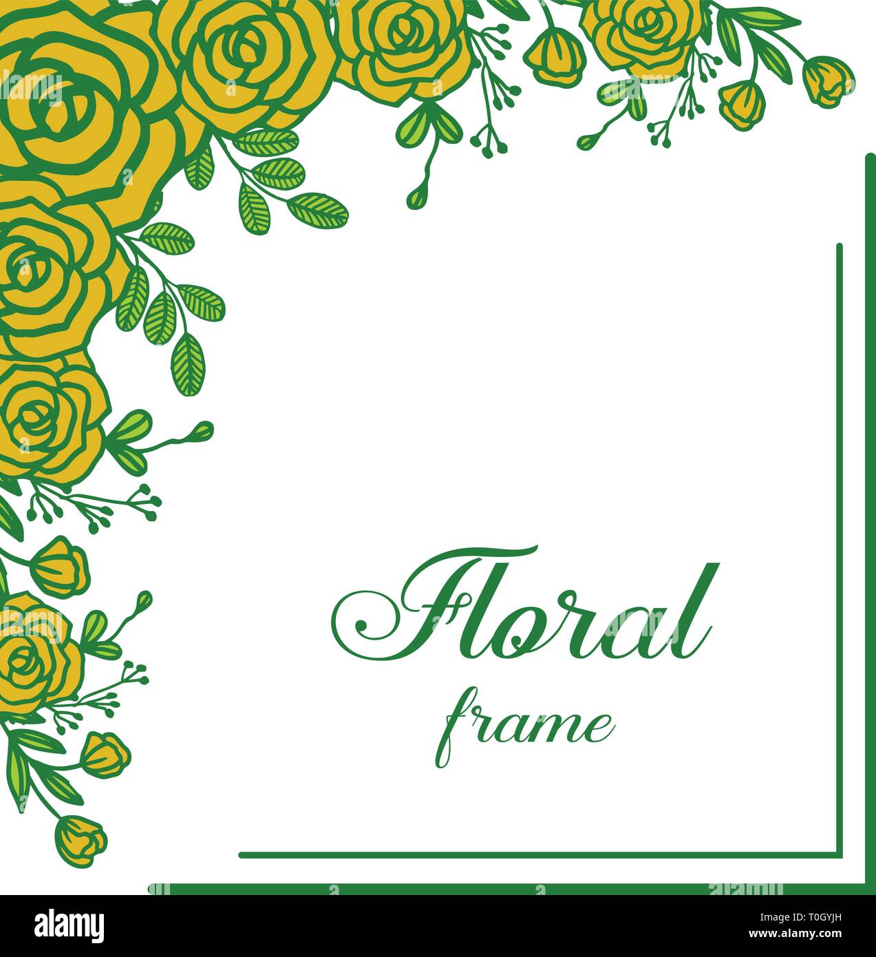 Vector illustration template with design artwork yellow floral frame ...