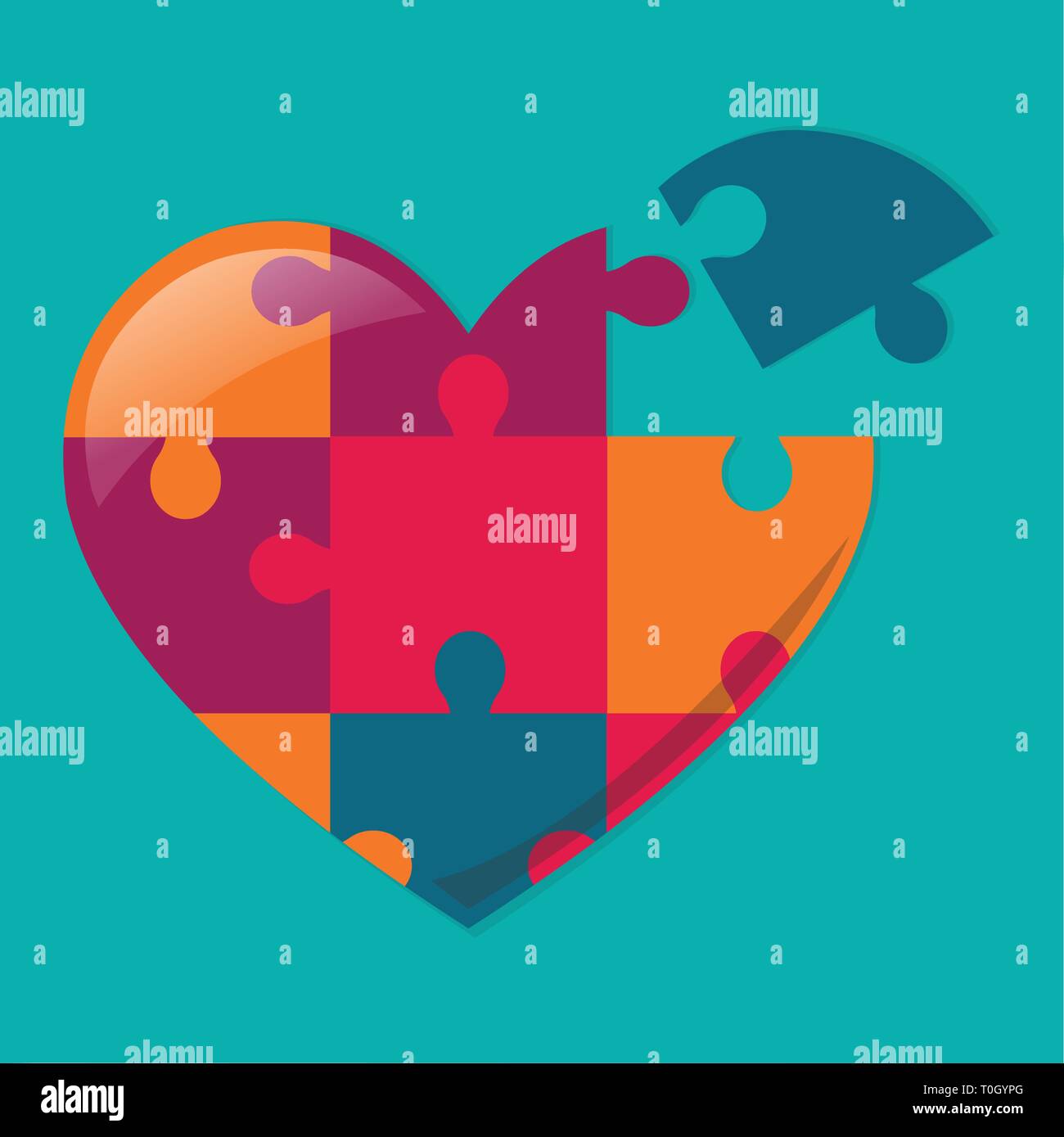 heart puzzle for autism day concept vector illustration Stock Vector ...