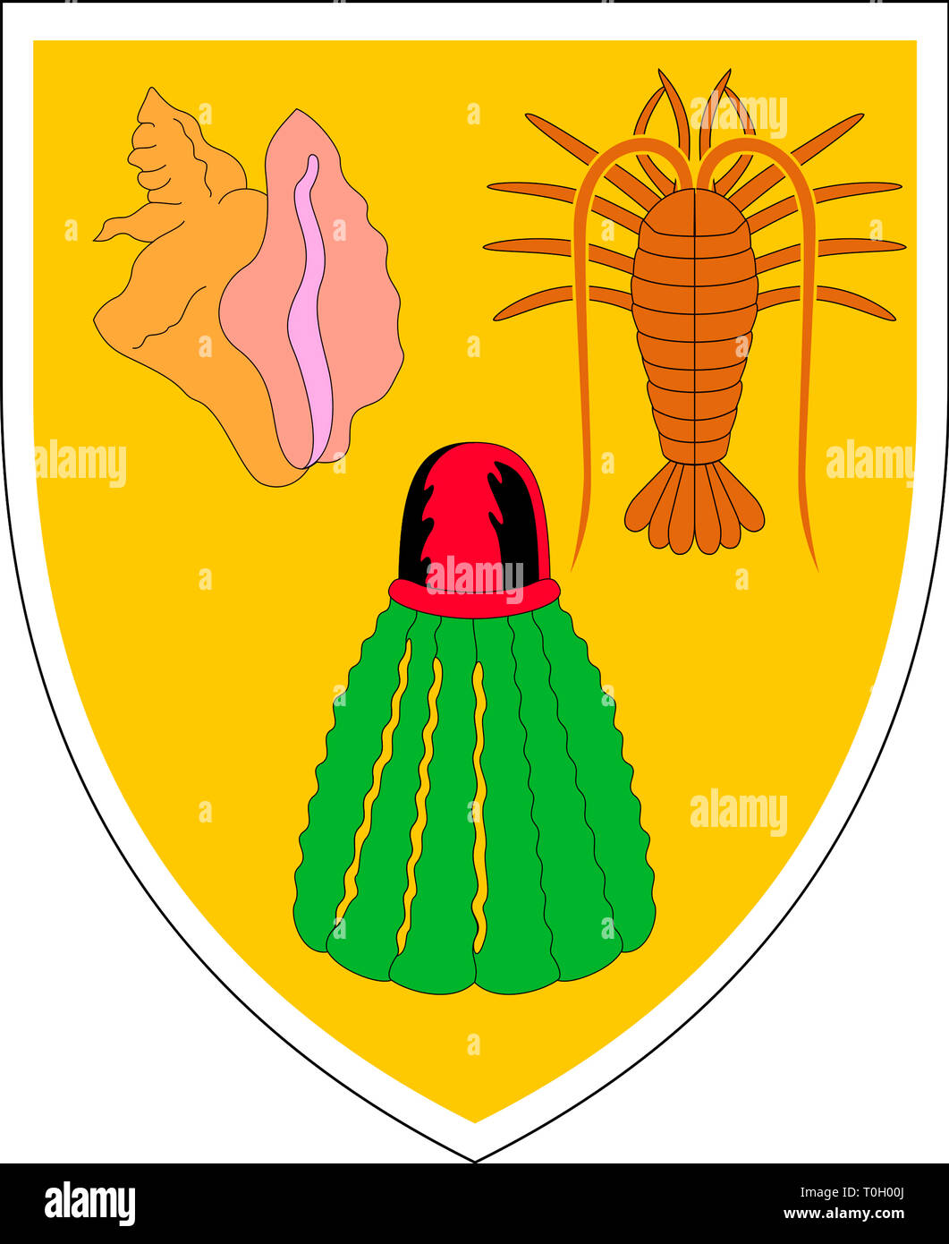 Coat of arms of the British overseas territory Turks and Caicos Islands ...