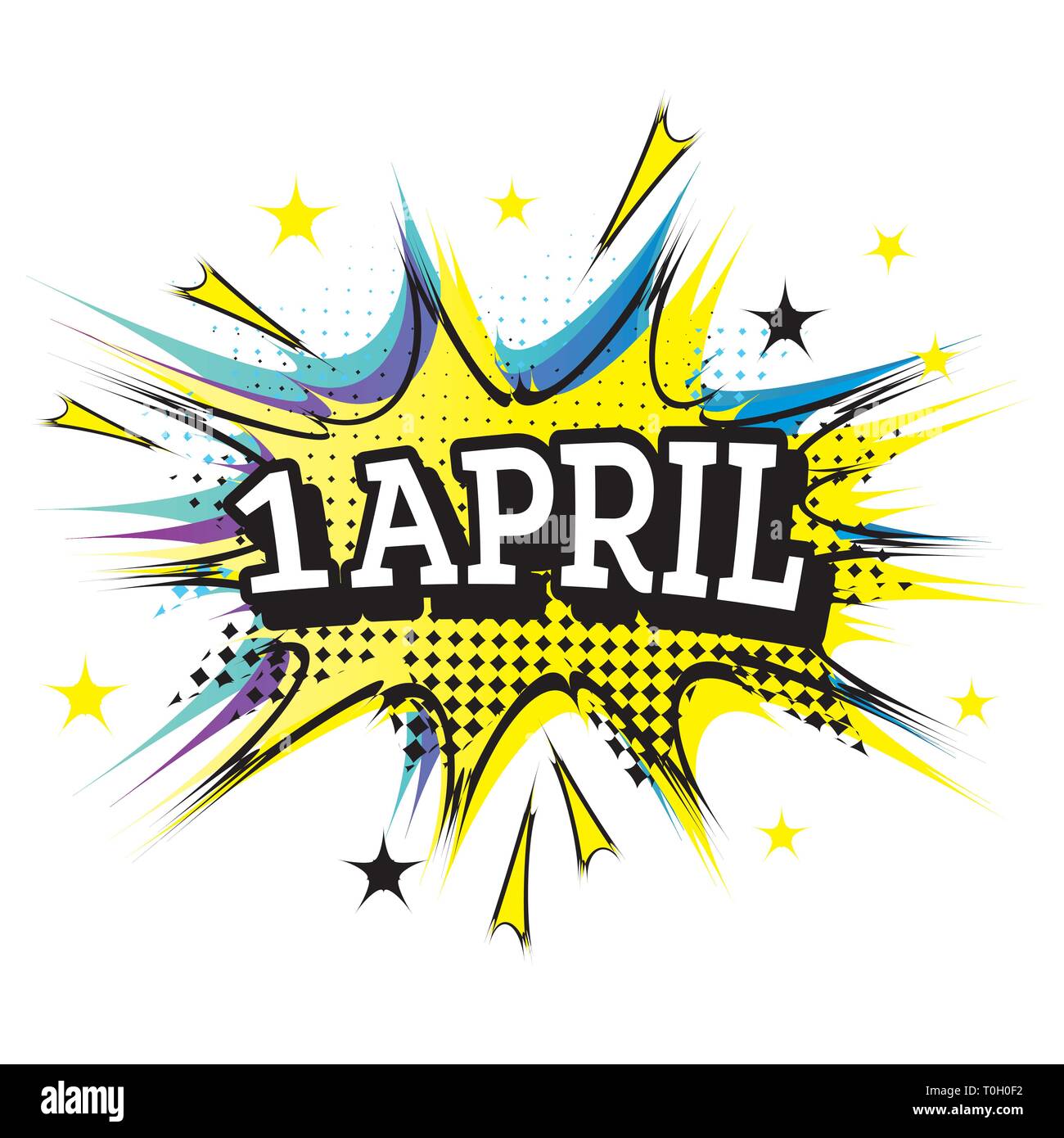 1 April Comic Text in Pop Art Style. Vector Illustration Stock Vector ...