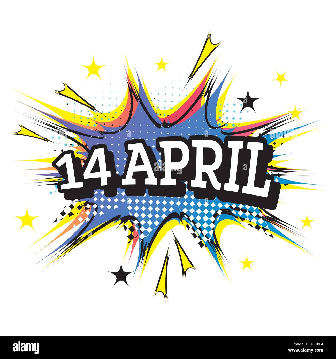 14 April Comic Text in Pop Art Style. Vector Illustration Stock Vector ...