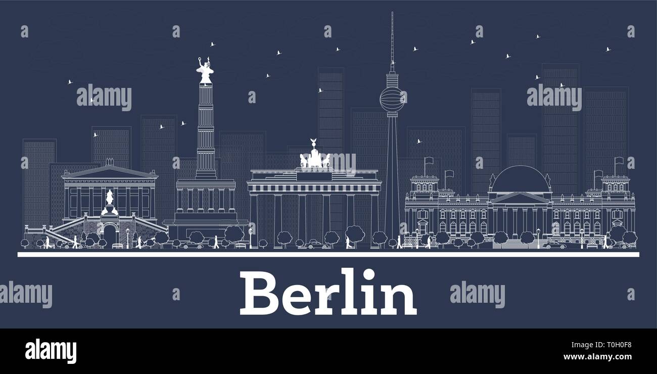 Outline Berlin Germany City Skyline with White Buildings. Vector ...
