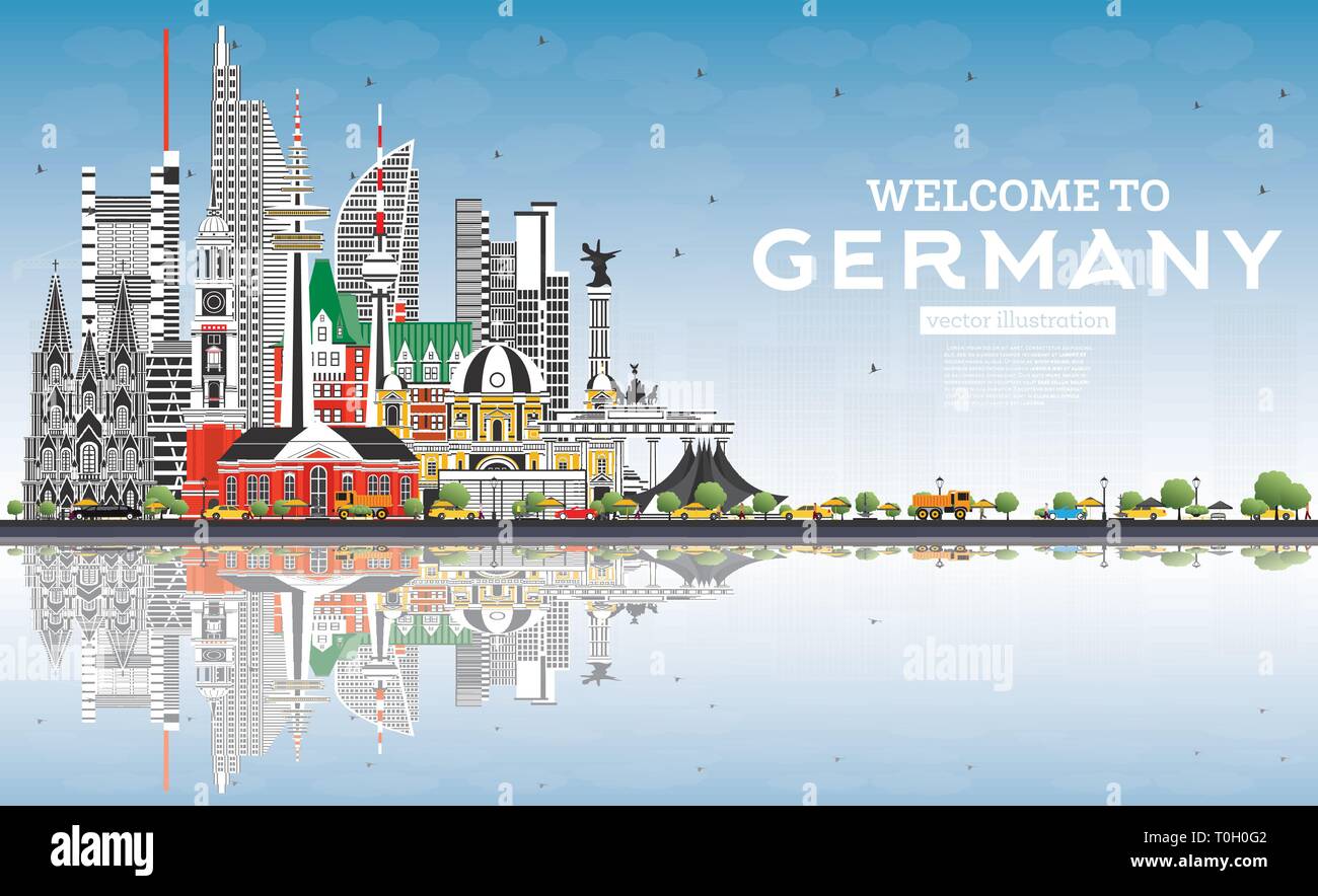 Welcome to Germany Skyline with Gray Buildings, Blue Sky and ...
