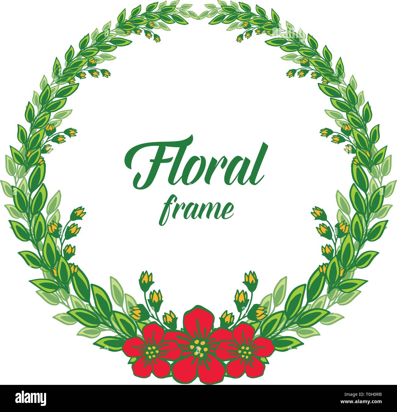 Vector illustration art decor style red flower frame hand drawn Stock ...