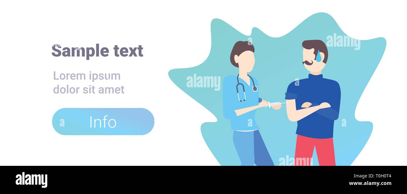 female doctor giving injection vaccine shot to male patient vaccination ...