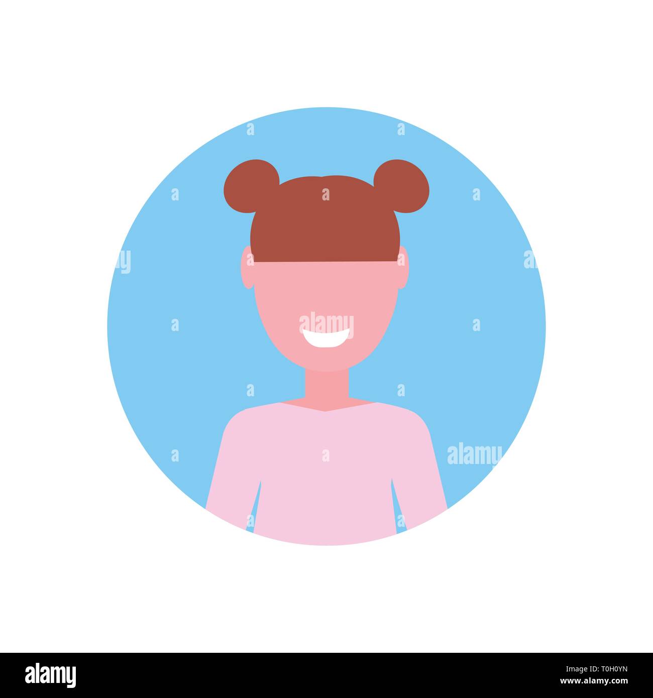 happy brown hair girl face avatar little child female cartoon character ...