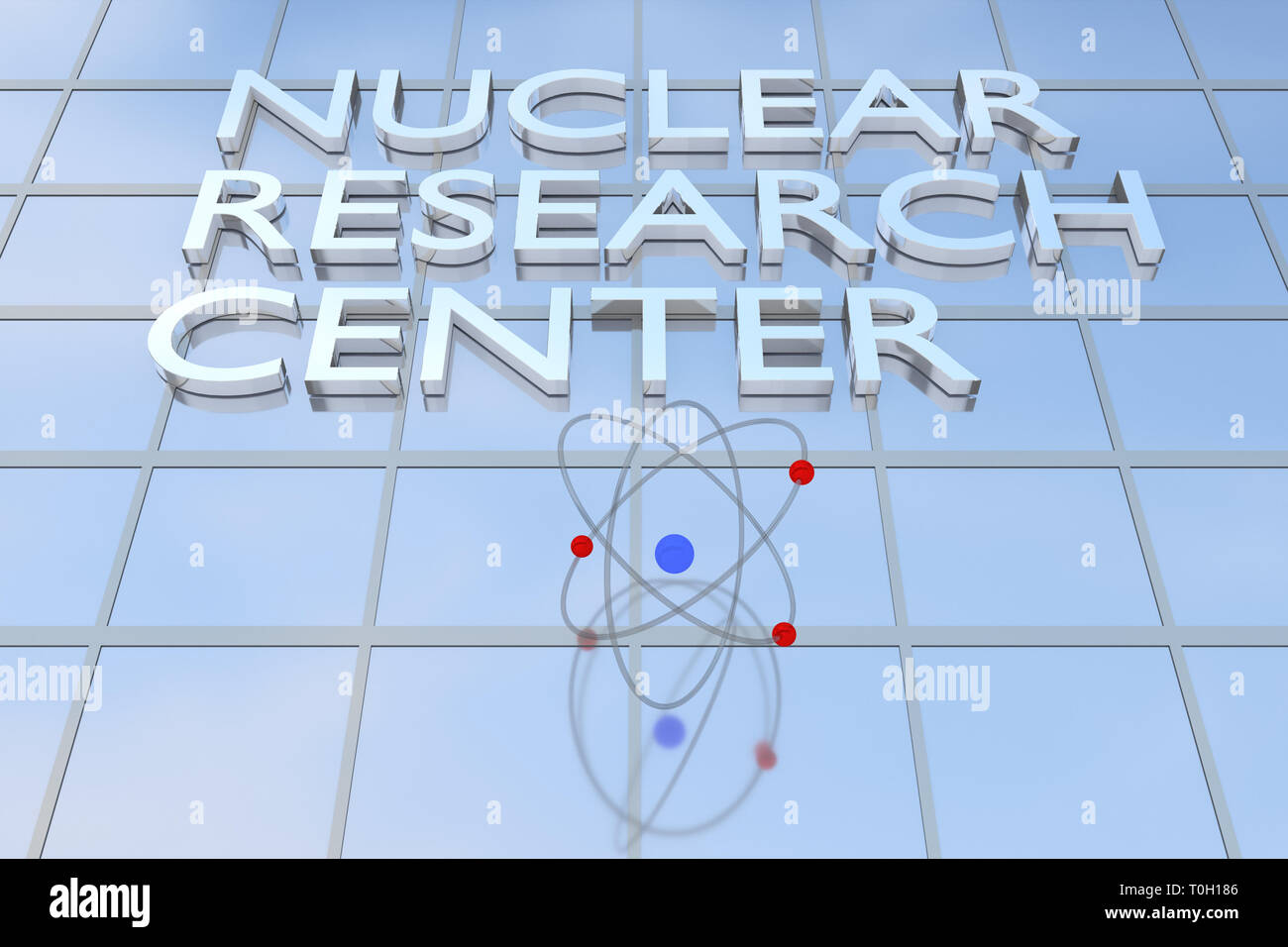 3D illustration of a building with the script NUCLEAR RESEARCH CENTER ...