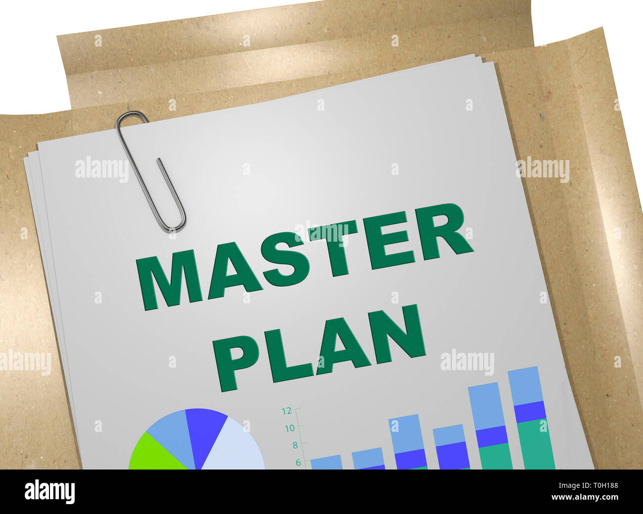 3D illustration of MASTER PLAN title on business document Stock Photo ...