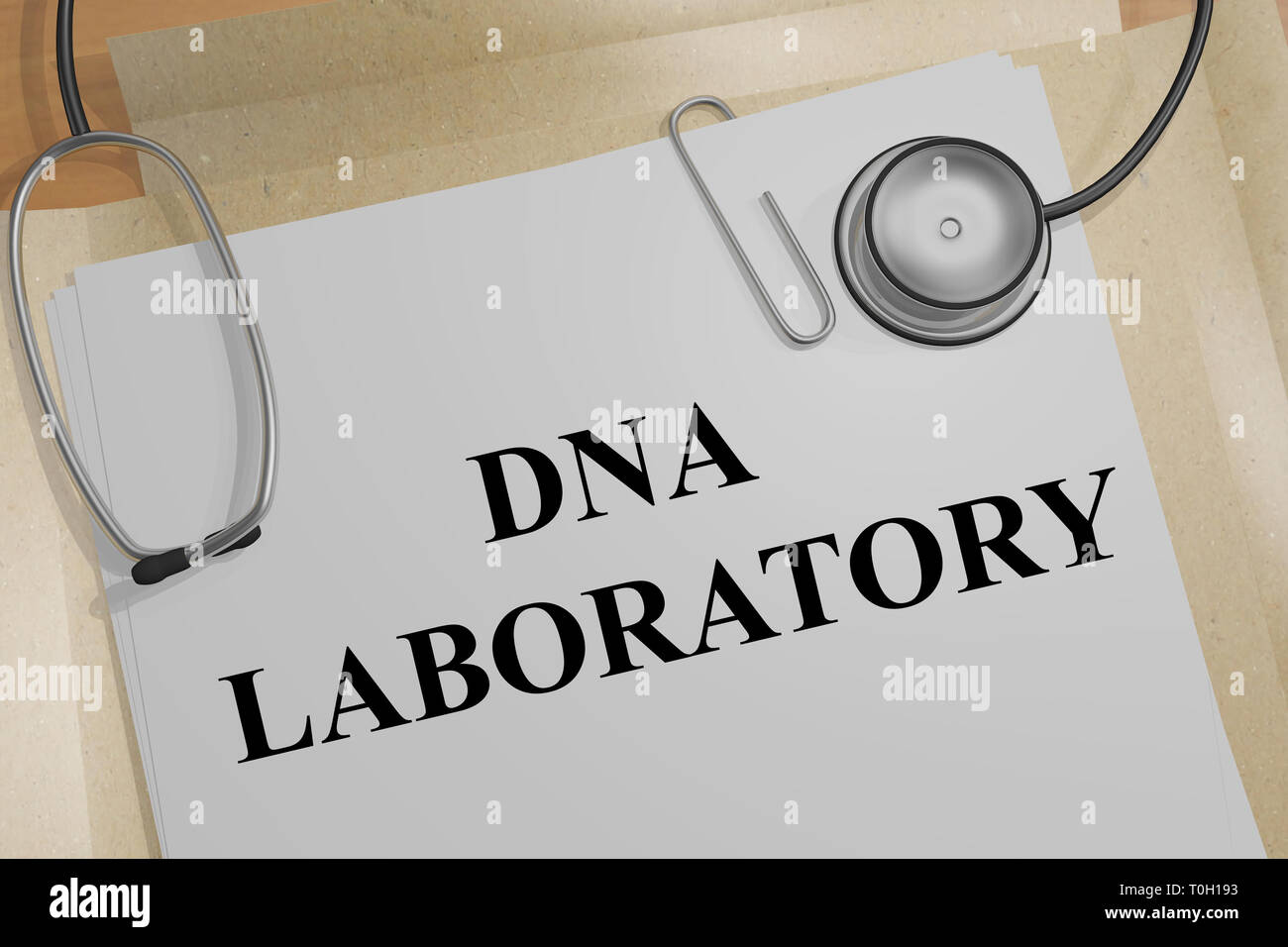 3D illustration of DNA LABORATORY title on a medical document Stock ...