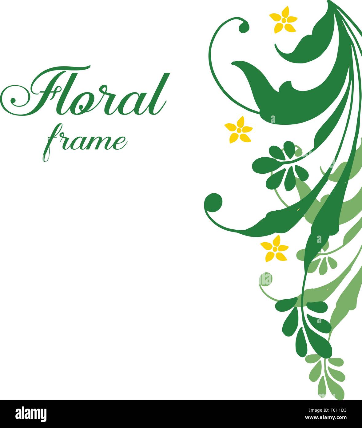 Vector illustration elegant yellow floral frame for greeting card hand ...