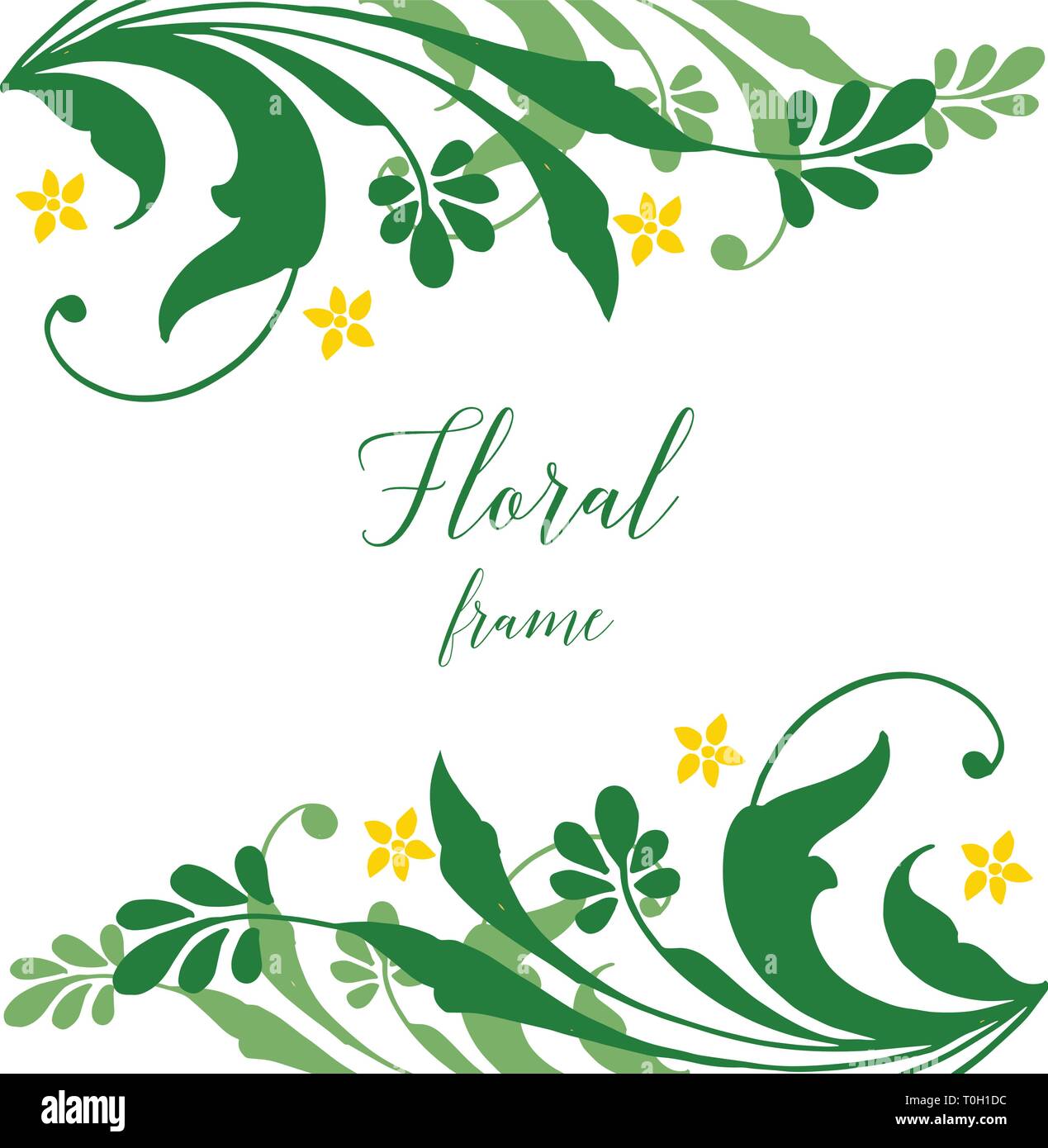 Vector illustration elegant yellow floral frame for greeting card hand ...