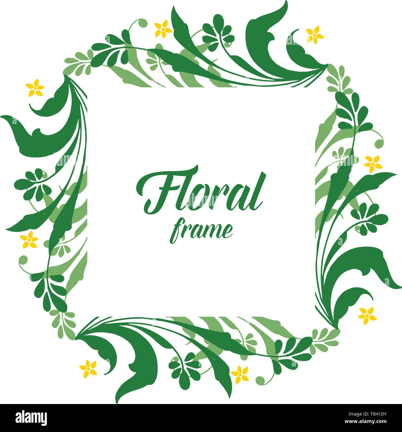 Vector illustration elegant yellow floral frame for greeting card hand ...