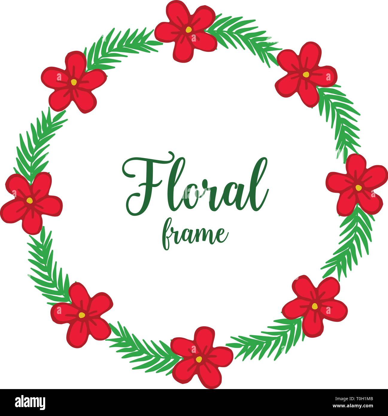 Vector illustration texture artwork red floral frame hand drawn Stock ...