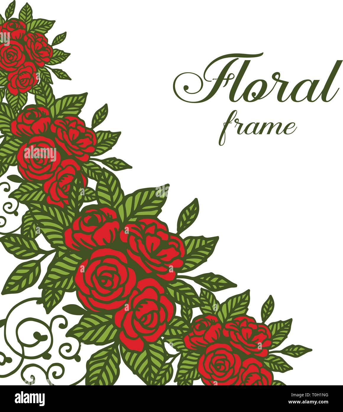 Vector illustration color floral frame with vintage card style hand ...