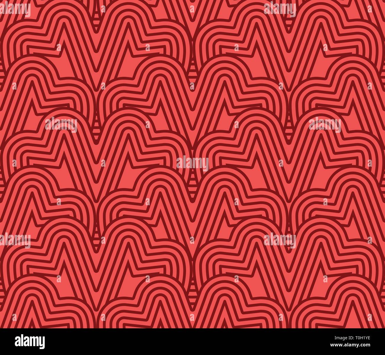 Vector Seamless Pattern Of Overlapping Arcs In Art Deco Style Modern