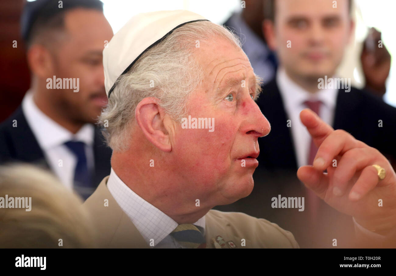 The Prince of Wales during his visit to the Nidhe Israel synagogue ...