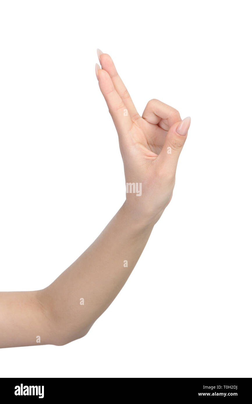 Female hand with manicure gesture isolated on white Stock Photo - Alamy