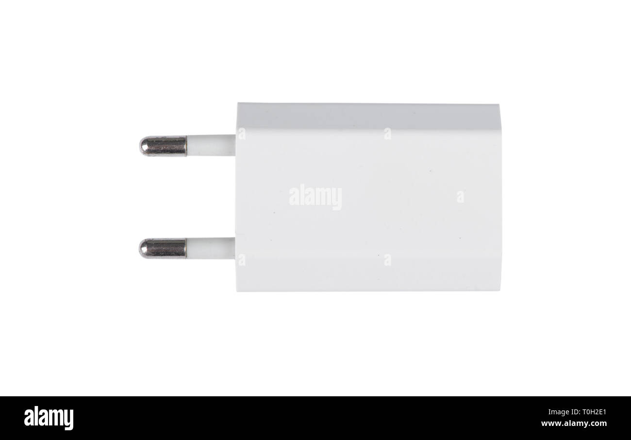 White cell phone charger USB isolated Stock Photo - Alamy