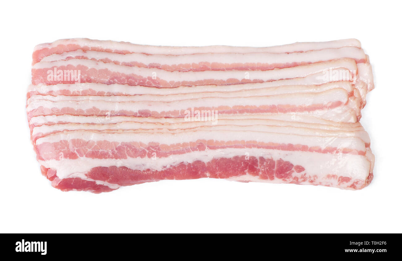 Several slices of bacon isolated on white Stock Photo - Alamy