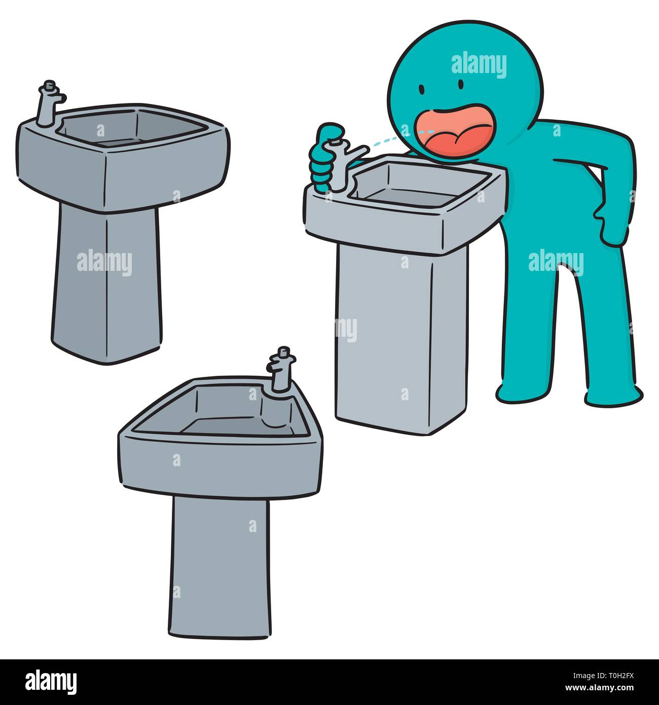 Drinking Water Fountain Cartoon